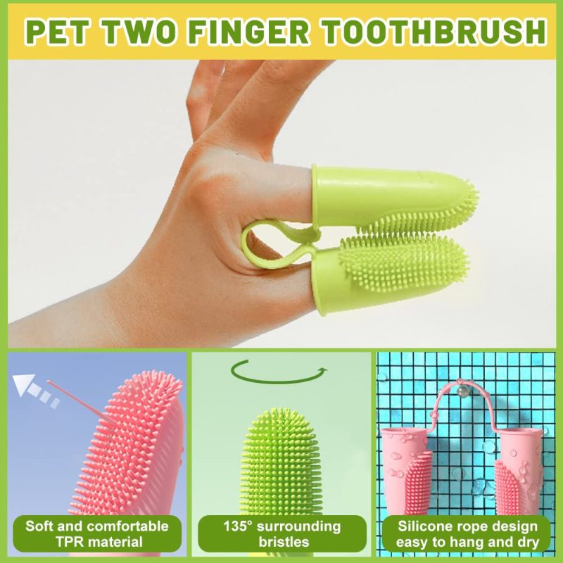 مسواک بند انگشتی دو طرفه گربه و سگ – Double-sided knuckle toothbrush – کدی پت